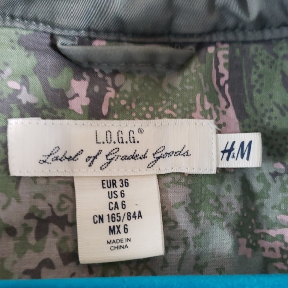 H&M | Jackets & Coats | Hm Logg Utility Jacket Army Green Hidden Hood ...